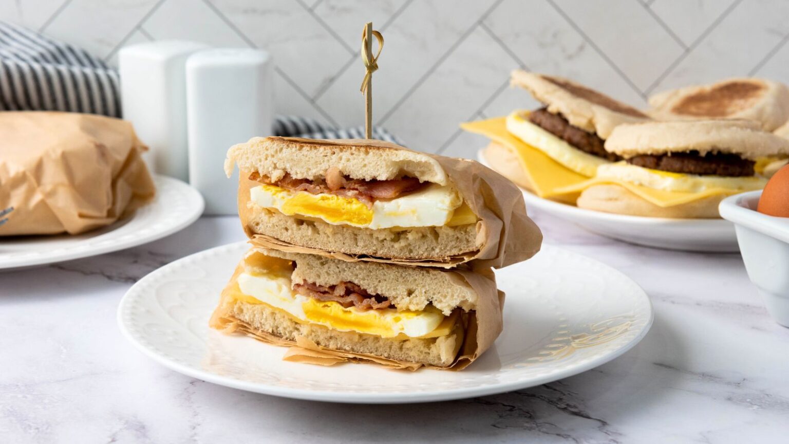 The Easiest Freezer-Friendly Bacon And Sausage Breakfast Sandwiches